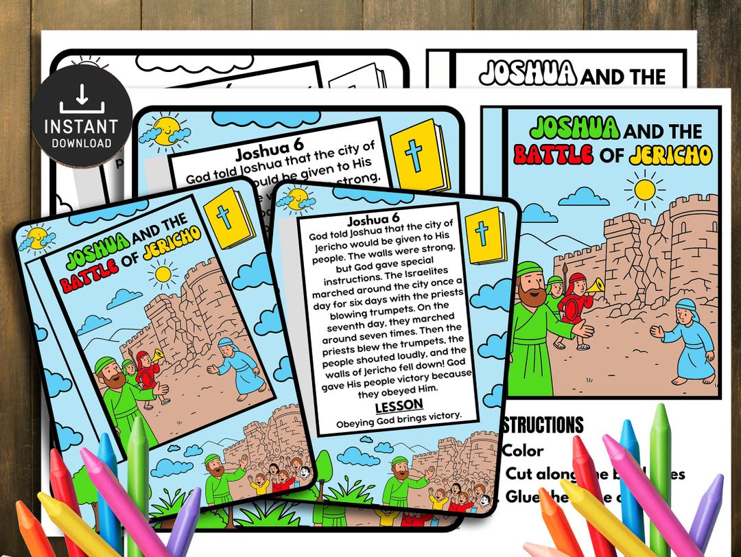 Joshua and the Battle of Jericho Mini Book, Sunday School Craft, Bible ...