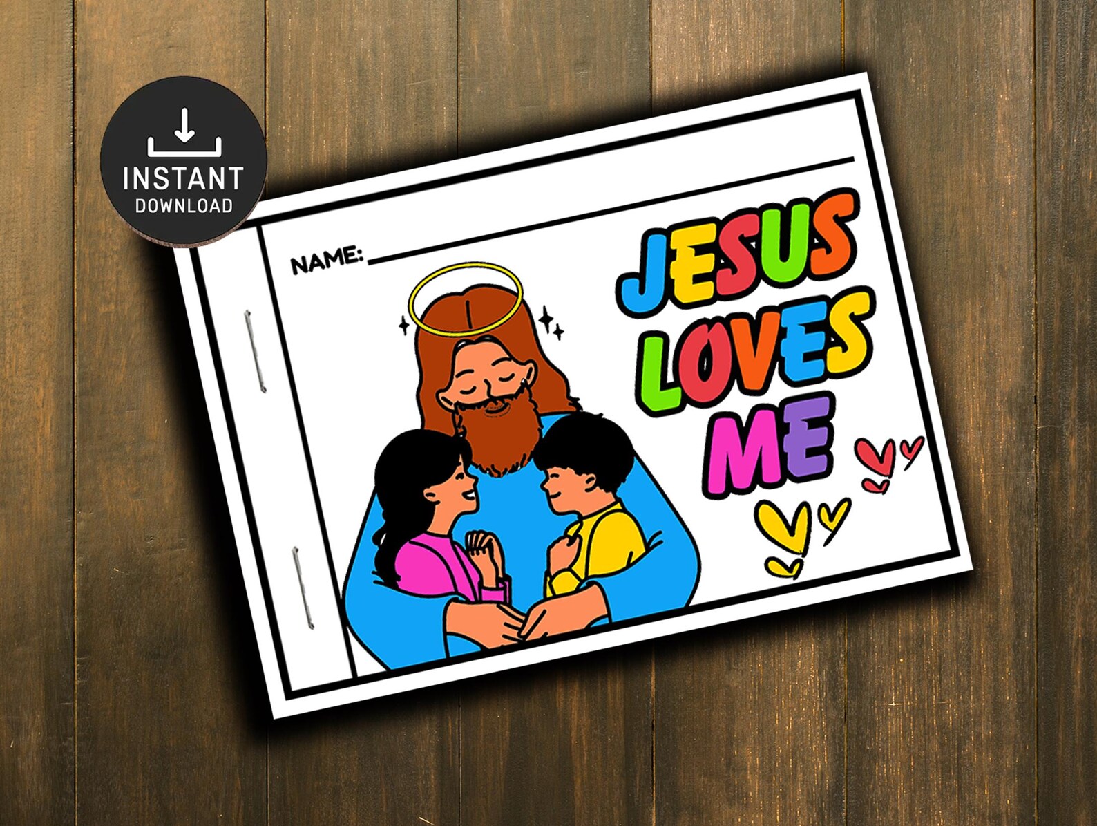 Jesus Loves Me Mini Book, Printable Bible Activity, Watercolor, Kids ...
