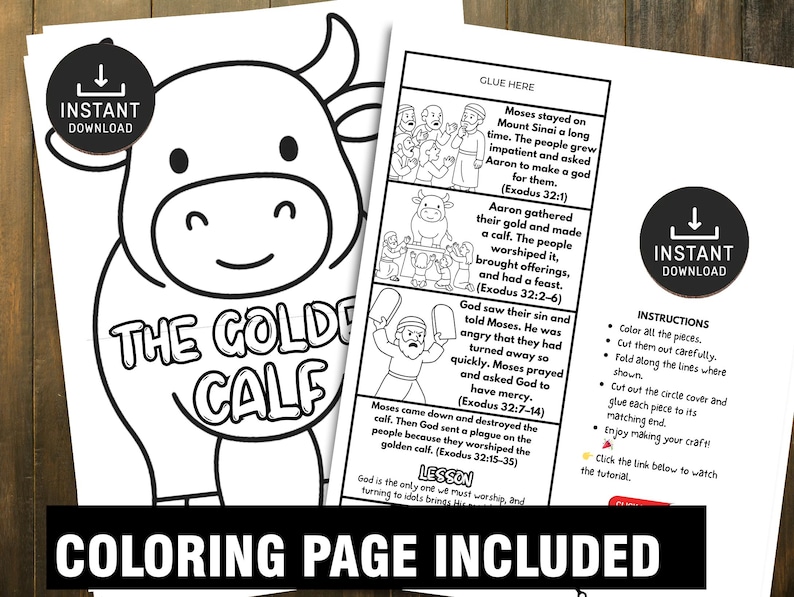 Moses and the Golden Calf Folding Surprise Bible Story Craft, Bible ...