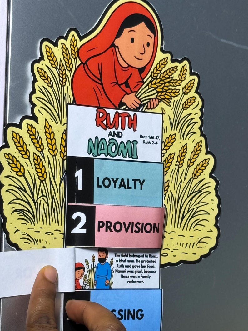 Ruth and Naomi One Page Flipbook Bible Craft for Kids, Memory Game ...