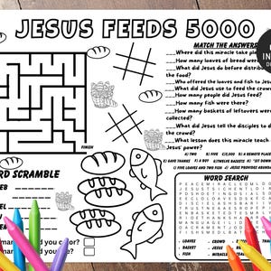 Jesus Feeds the 5000 Activity Placemat, Bible Activity, Sunday School ...
