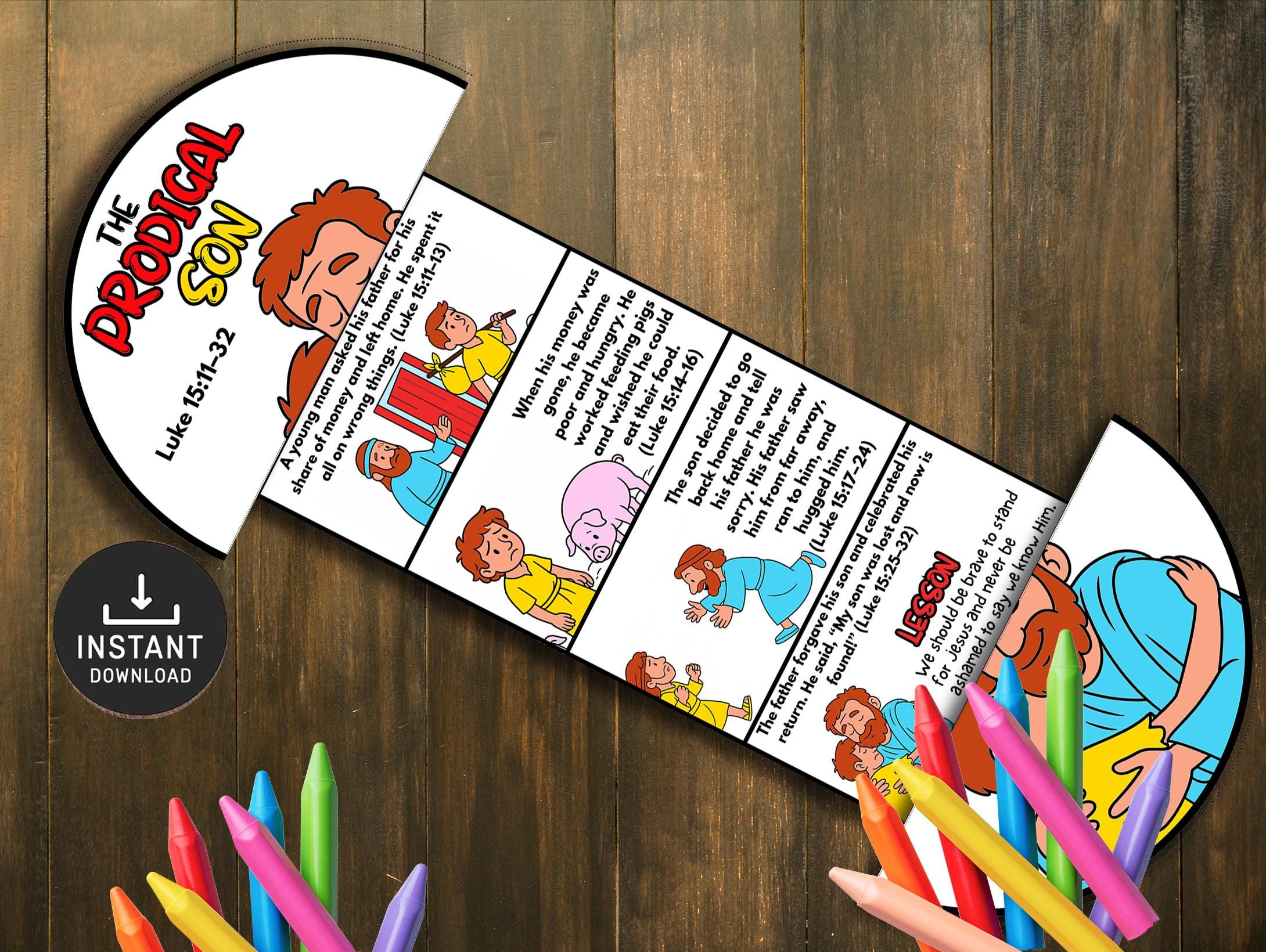 The Prodigal Son Folding Surprise Bible Story Craft, Kids Bible Lesson ...