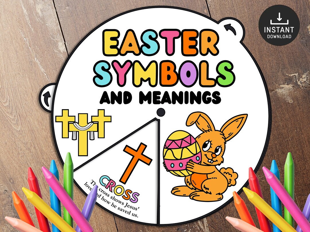 Easter Symbols Coloring Wheel, Easter Sunday School Craft, Holy Week ...