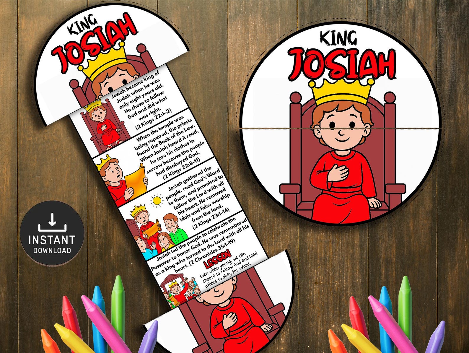 King Josiah Bible Story Craft, Sunday School Activity (digital Download ...