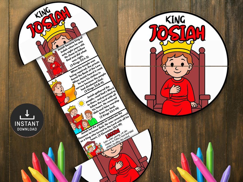 King Josiah Bible Story Craft, Sunday School Activity (digital Download ...