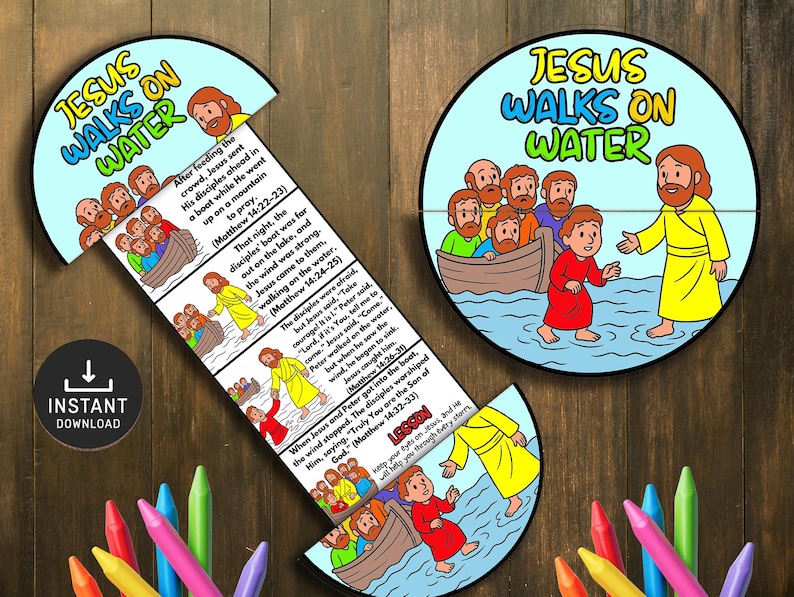 Jesus Walks on Water Bible Story Craft, Sunday School (digital Download ...