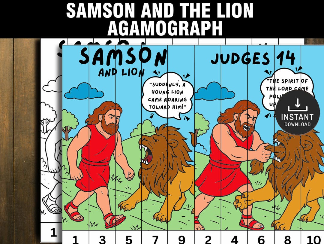 Samson and the Lion Agamograph, Bible Story Craft, Bible Lesson, Bible ...