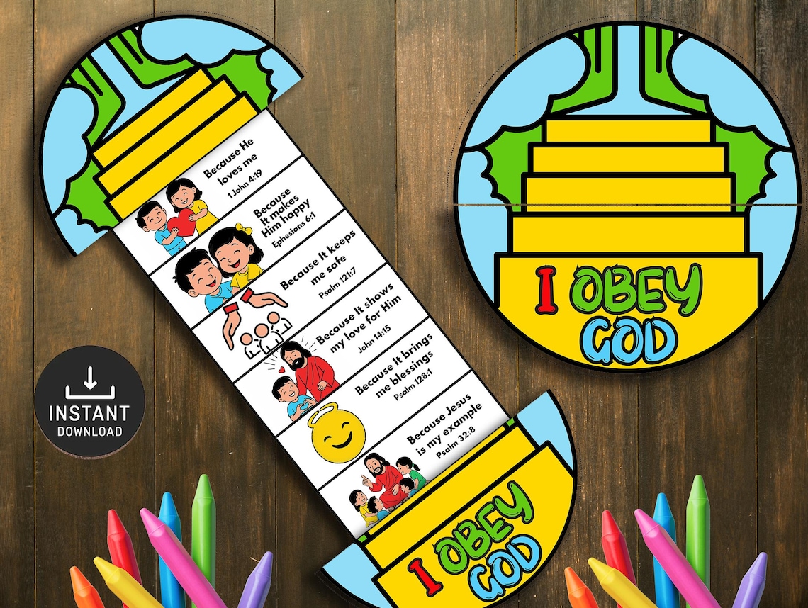 I Choose Obey God Craft, Folding Surprise Bible Craft, Sunday School ...