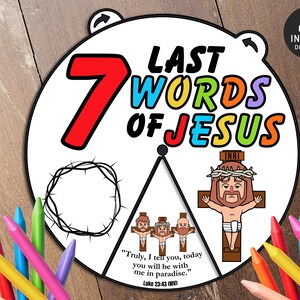 Good Friday Coloring Wheel, Last Words of Jesus, Holy Week, Sunday ...