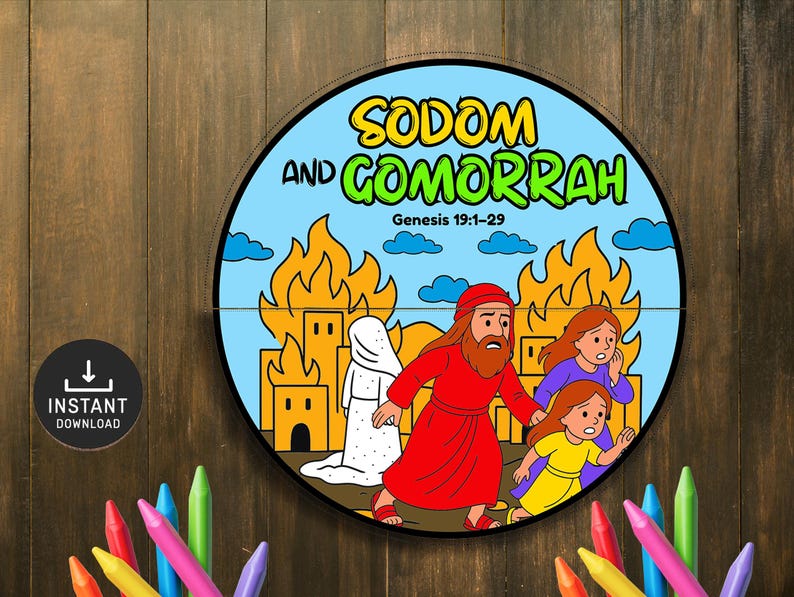 Sodom and Gomorrah Bible Story Craft, Folding Surprise (digital ...
