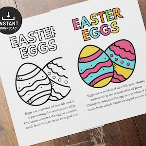 Easter Symbols Coloring Page, Easter Sunday School Craft, Holy Week ...