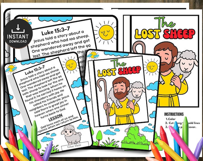 The Lost Sheep Bible Story Craft Printable for Kids Sunday School ...