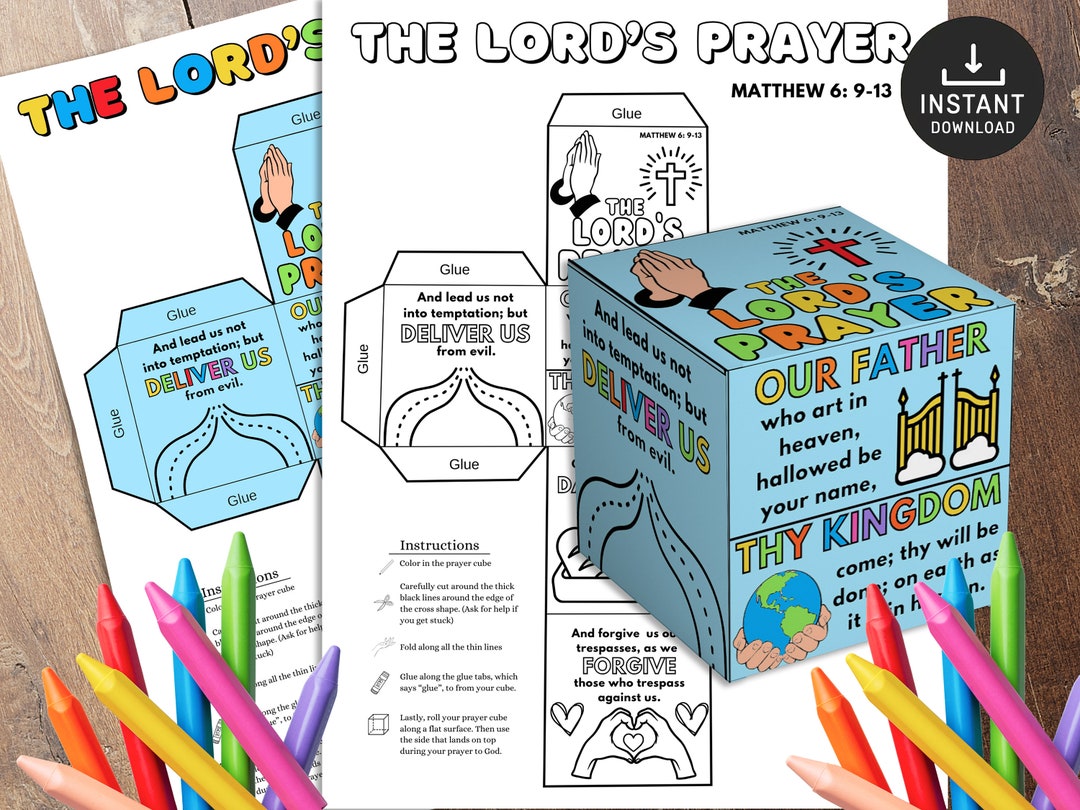 Buy Printable Lords Prayer Cube for Kids, Lord's Bible Verse Sunday ...