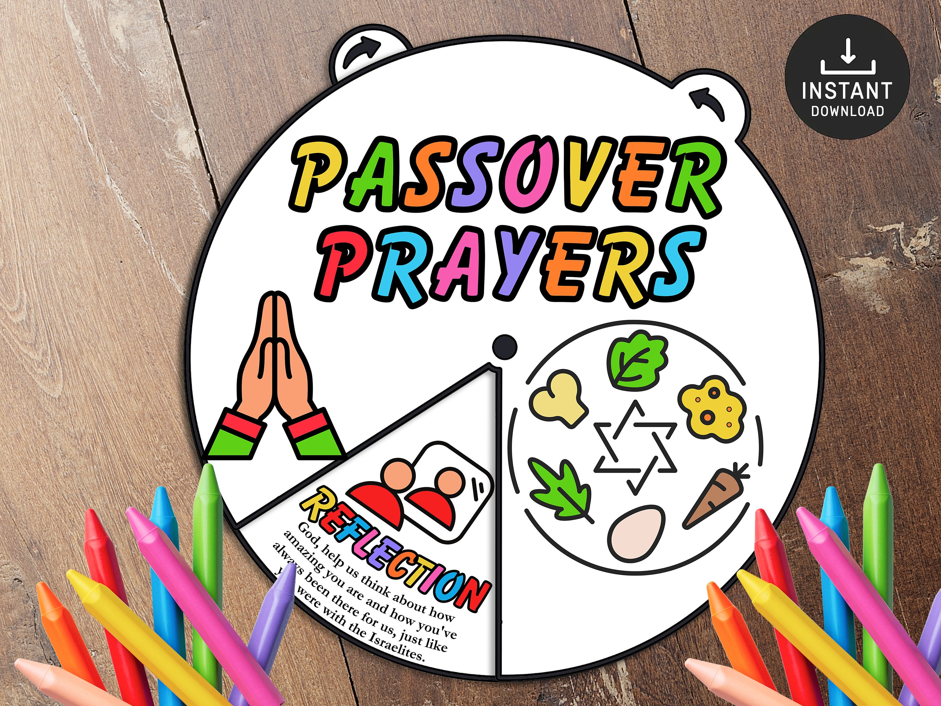 Passover Prayers Coloring Wheel, Passover Craft, Passover Activity ...