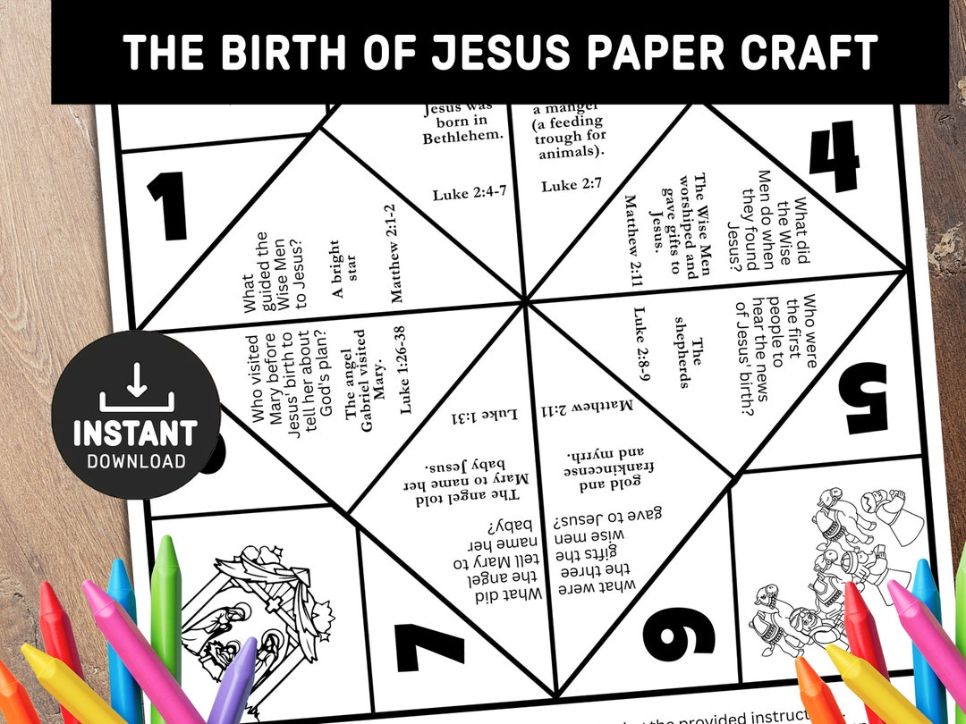The Birth of Jesus, Fortune Teller, Cootie Catcher, Bible Story ...
