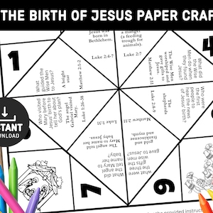 The Birth of Jesus, Fortune Teller, Cootie Catcher, Bible Story ...