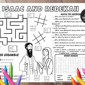 Isaac and Rebekah Activity Placemat, Bible Activity, Sunday School ...