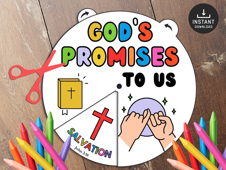 God's Promises to Us Coloring Wheel, Bible Activity, Kids Bible Lesson ...