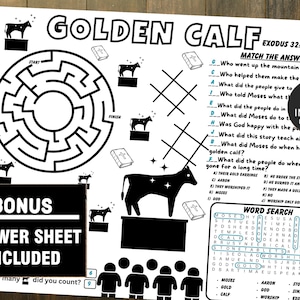 Golden Calf Activity Pages, Bible Activities for Kids, Church Kids ...