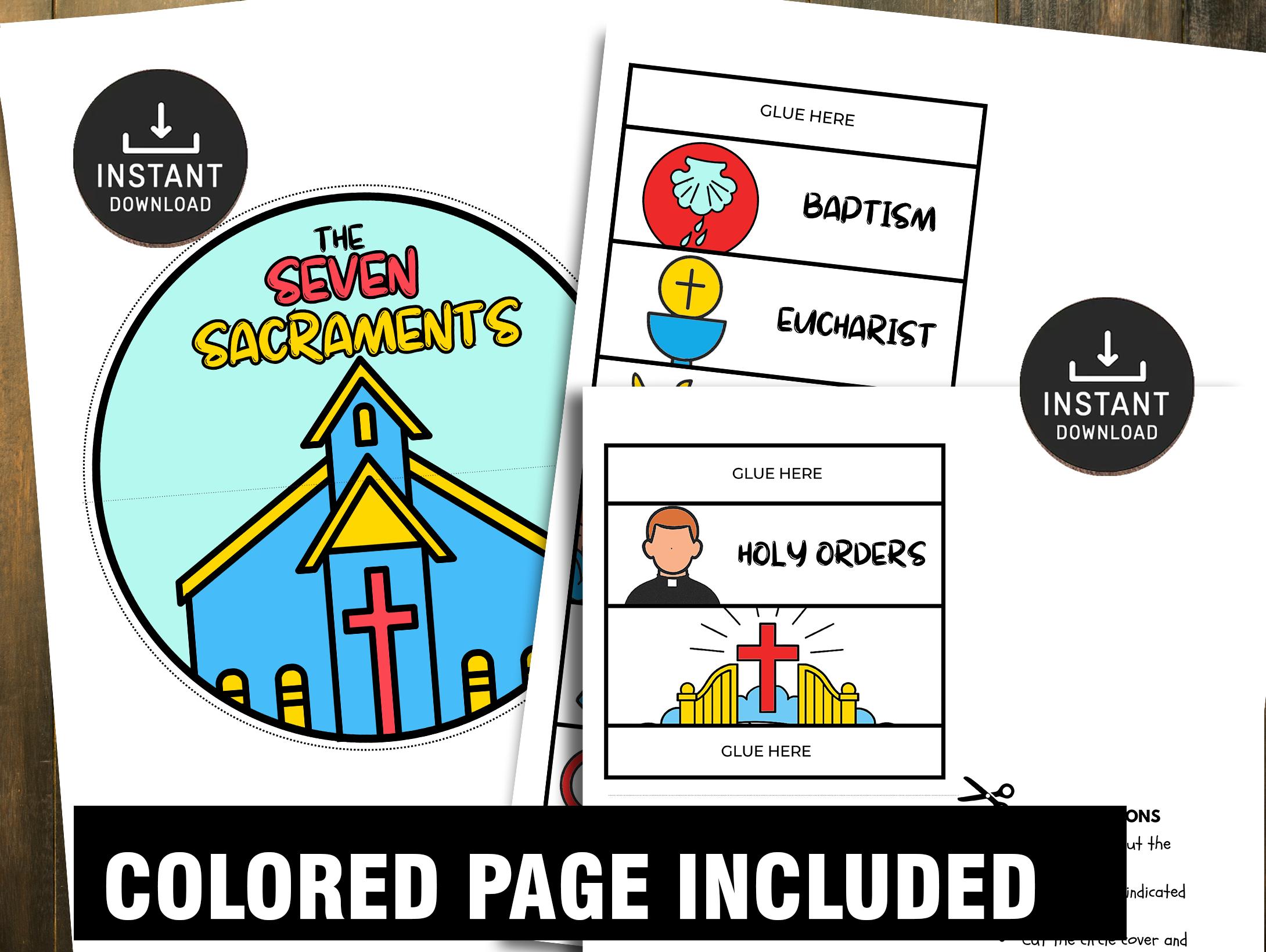 7 Sacraments Folding Surprise Bible Story Craft, Kids Bible Lesson ...