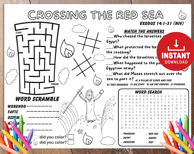 Parting the Red Sea Preschool Bible Lesson, Printable Activities for ...
