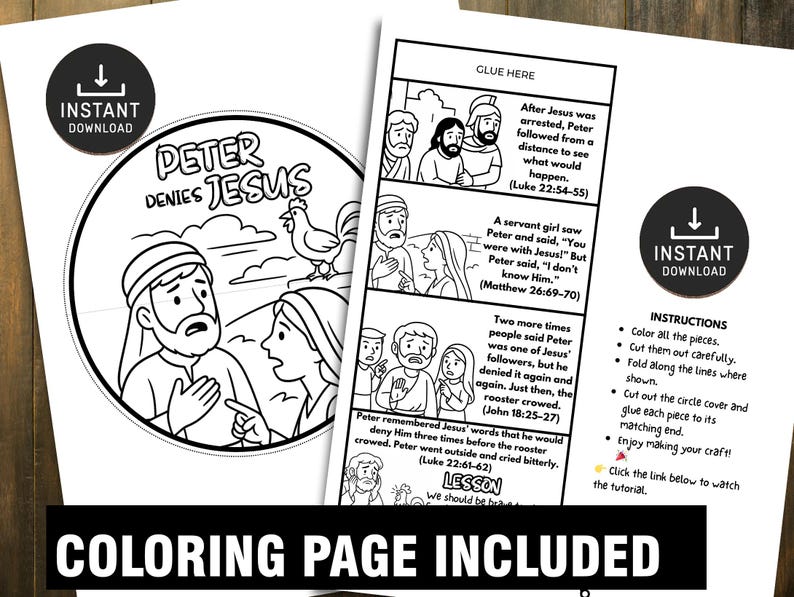 Peter Denies Jesus Folding Surprise Bible Story Craft, Kids Bible ...