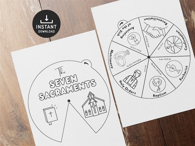 7 Sacraments Coloring Wheel Printable Bible Verse Activity - Etsy UK