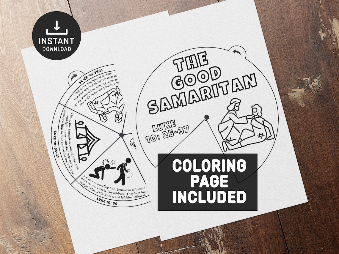 Good Samaritan Coloring Wheel, Good Samaritan Craft, Printable Bible ...