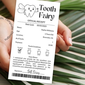 Tooth Fairy Receipt Template | Editable Tooth Fairy Letter | Digital ...