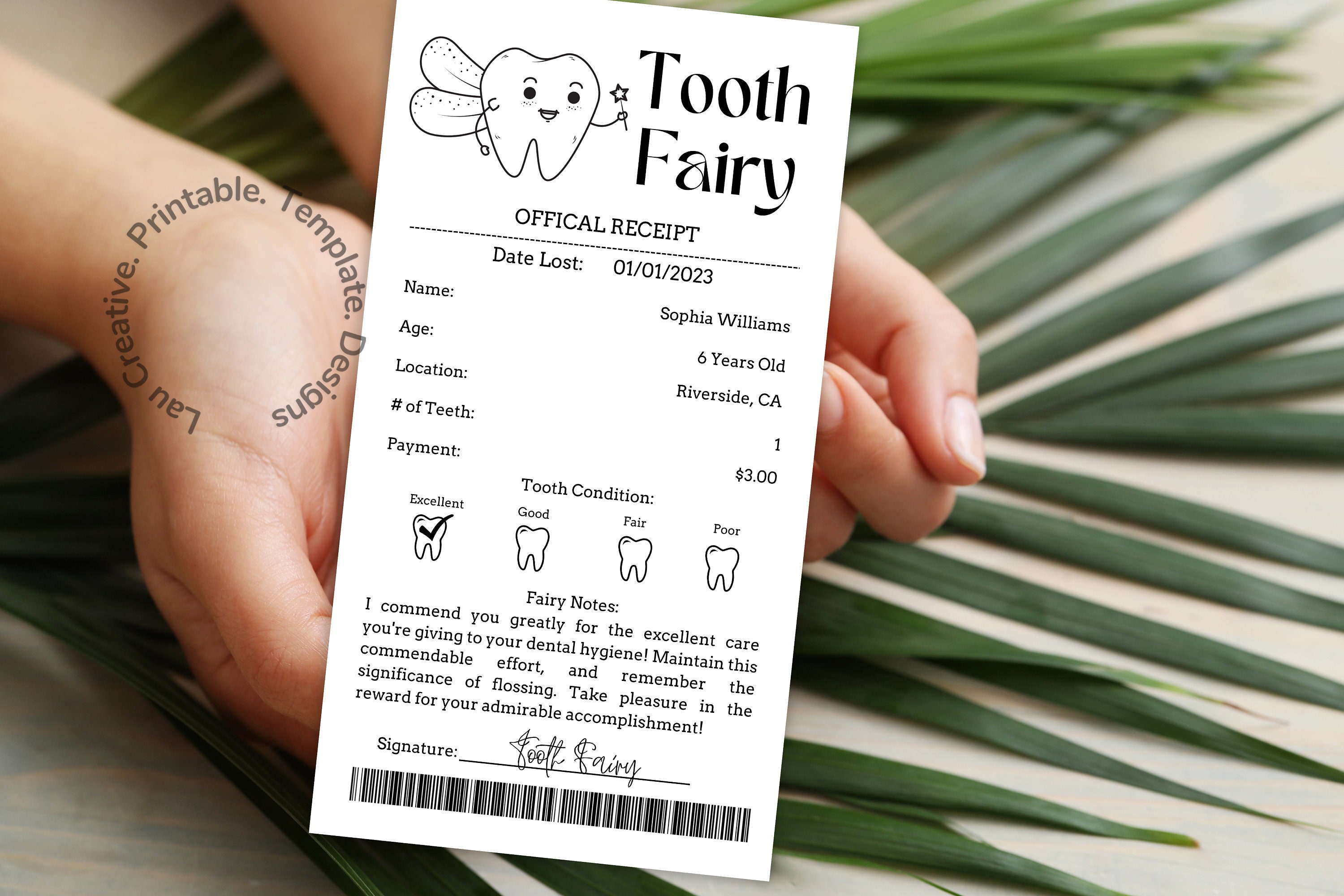 Tooth Fairy Receipt Template | Editable Tooth Fairy Letter | Digital ...