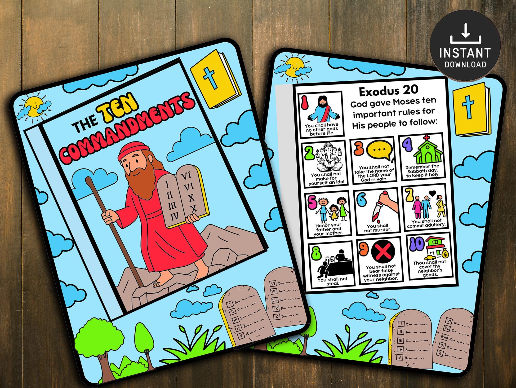 Ten Commandments Mini Book, Kids Bible Lesson, Sunday School, Bible ...