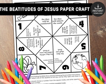 Beatitudes Bible Story Activity, Sunday School Craft, Fortune Teller ...