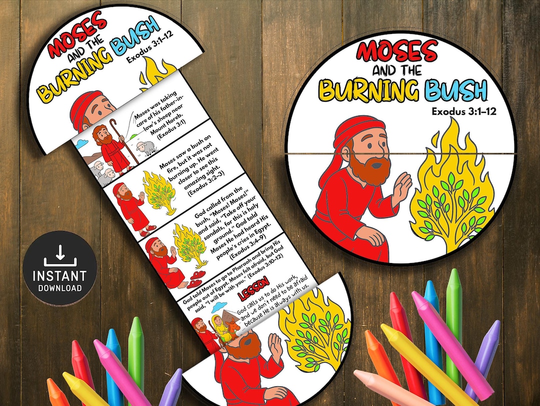 Moses and the Burning Bush Folding Surprise Bible Story Craft, Kids ...