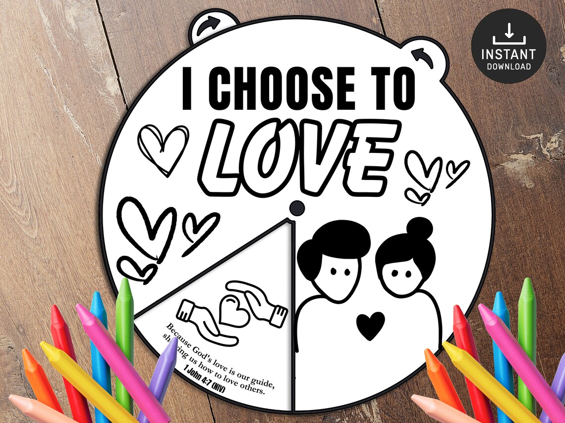 I Choose to Love Coloring Wheel, Bible Story Activity, Kids Bible ...