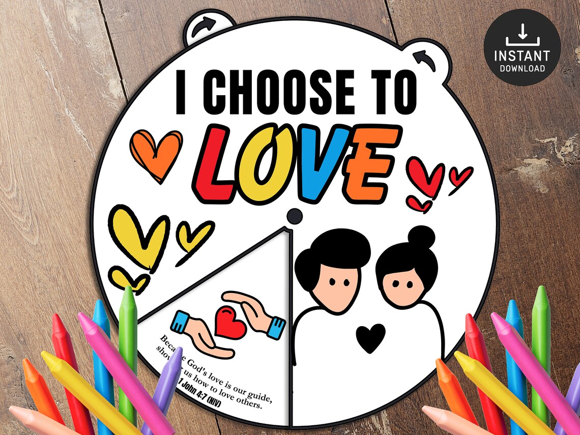 I Choose to Love Coloring Wheel, Bible Story Activity, Kids Bible ...