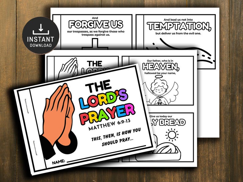 The Lord's Prayer Mini Book, Bible Activity, Kids Bible Lesson, Memory ...