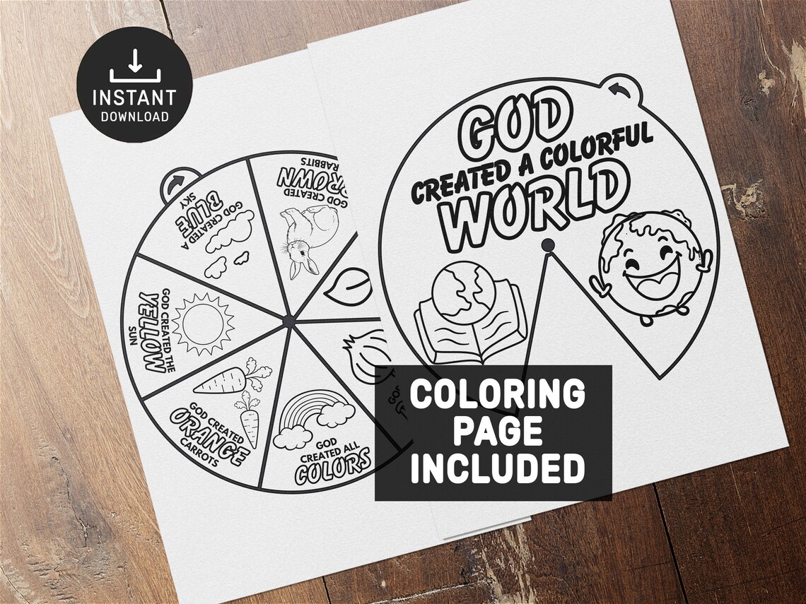 God's Creation Coloring Wheel, Bible Activity, Kids Bible Lesson ...