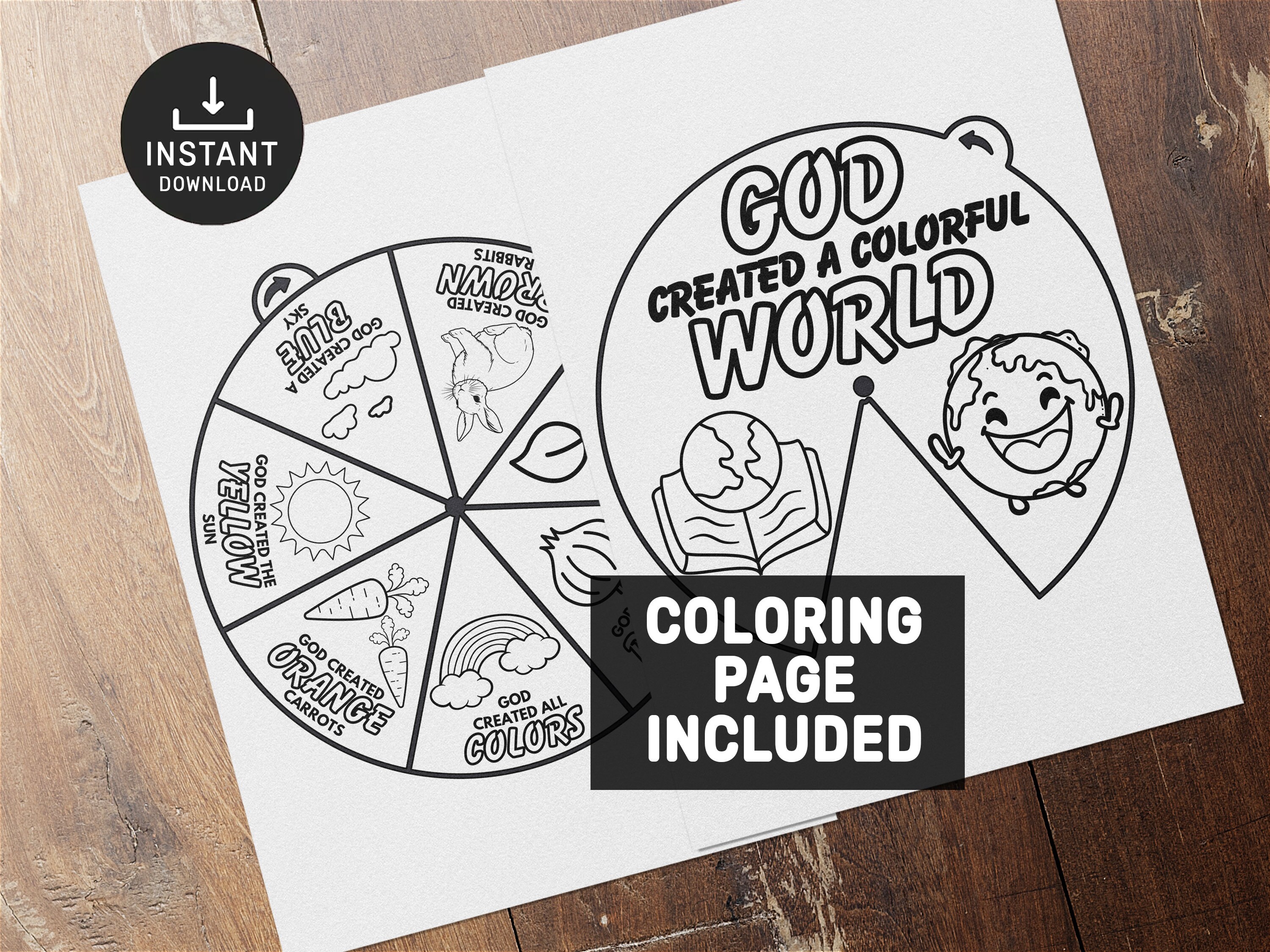 God's Creation Coloring Wheel, Bible Activity, Kids Bible Lesson ...