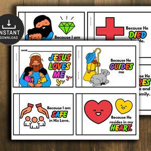 Jesus Loves Me Mini Book, Printable Bible Activity, Watercolor, Kids ...