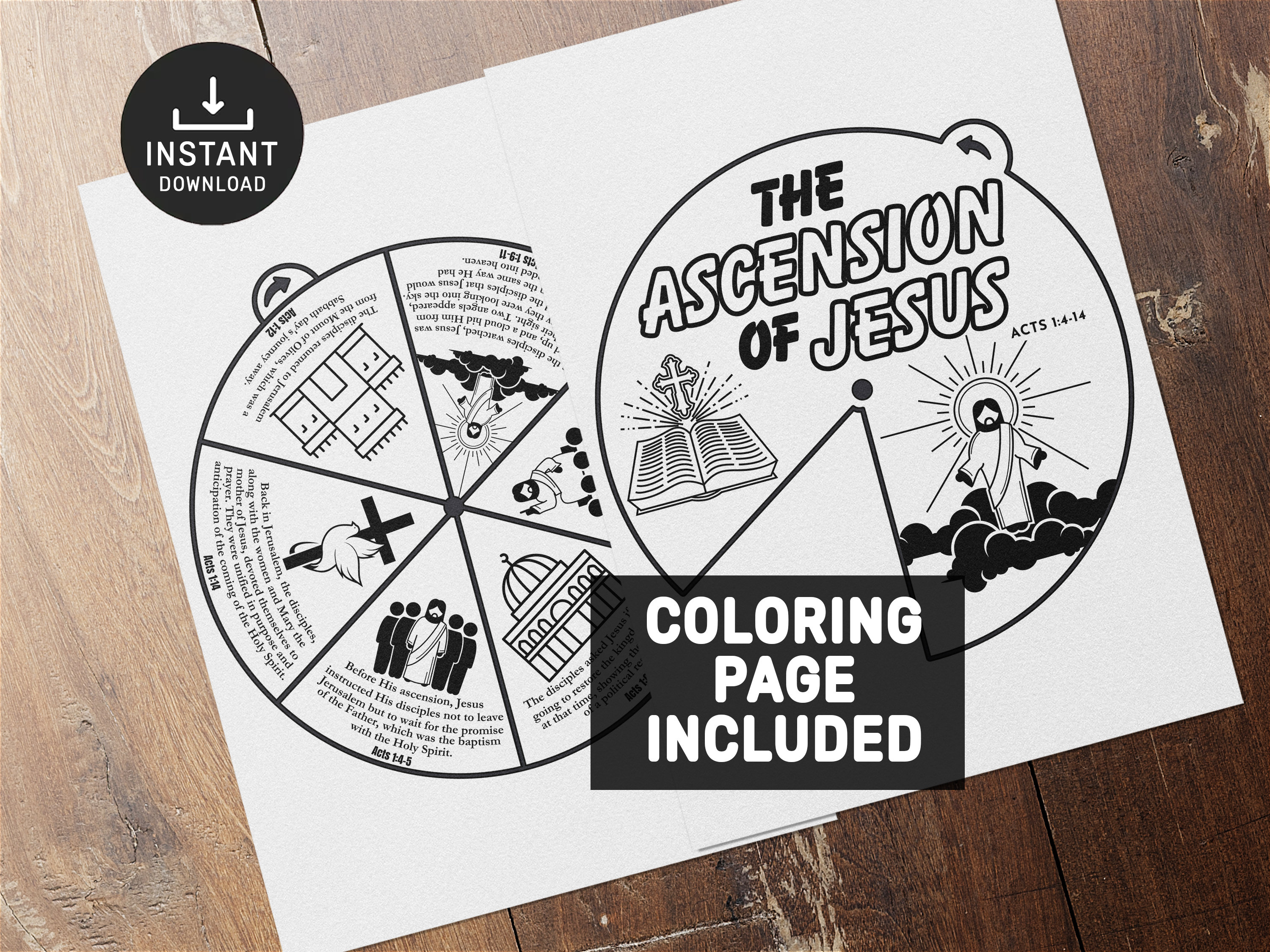 The Ascension of Jesus Coloring Wheel, Easter Craft, Bible Lessons ...