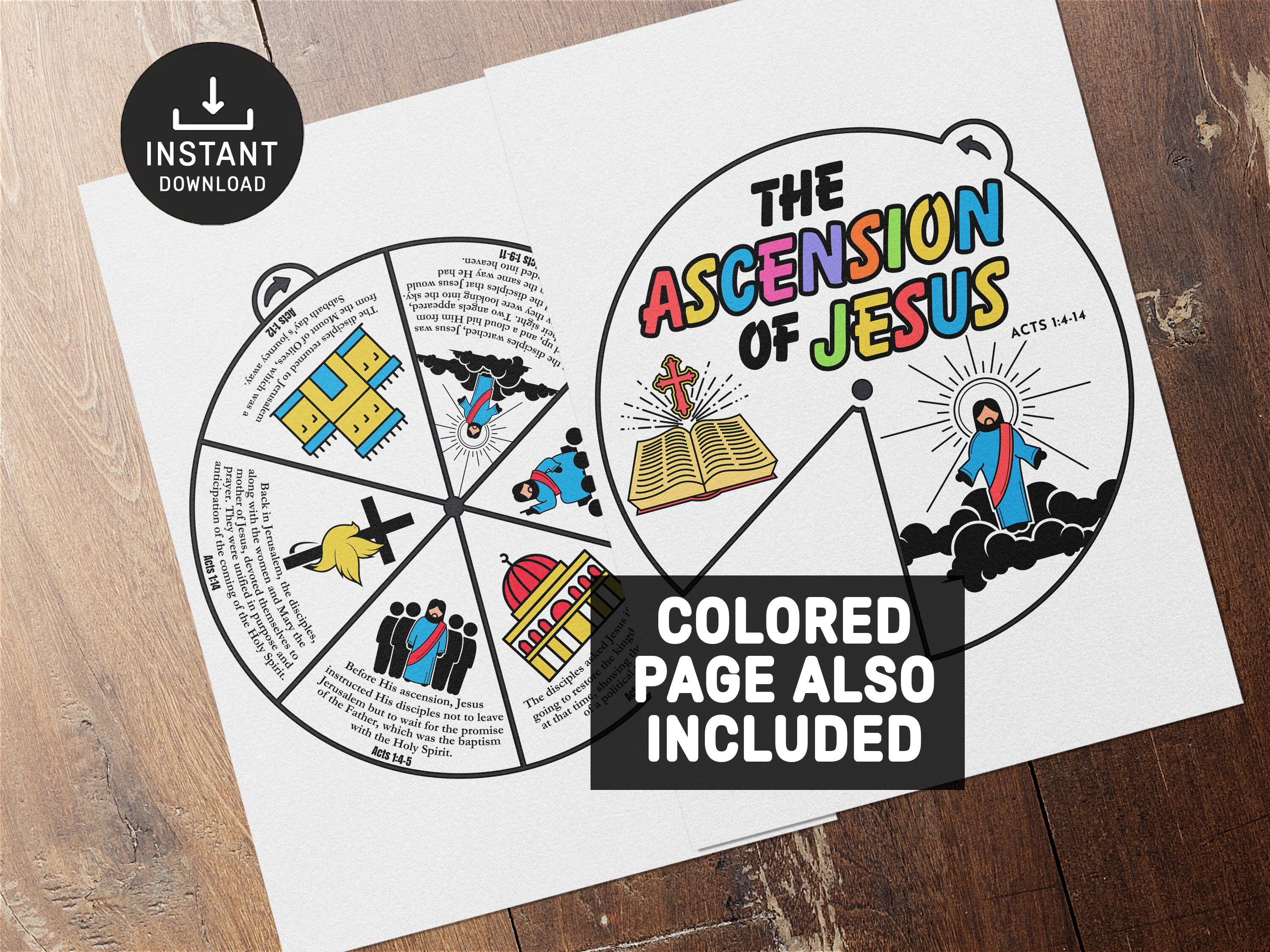 The Ascension of Jesus Coloring Wheel, Easter Craft, Bible Lessons ...