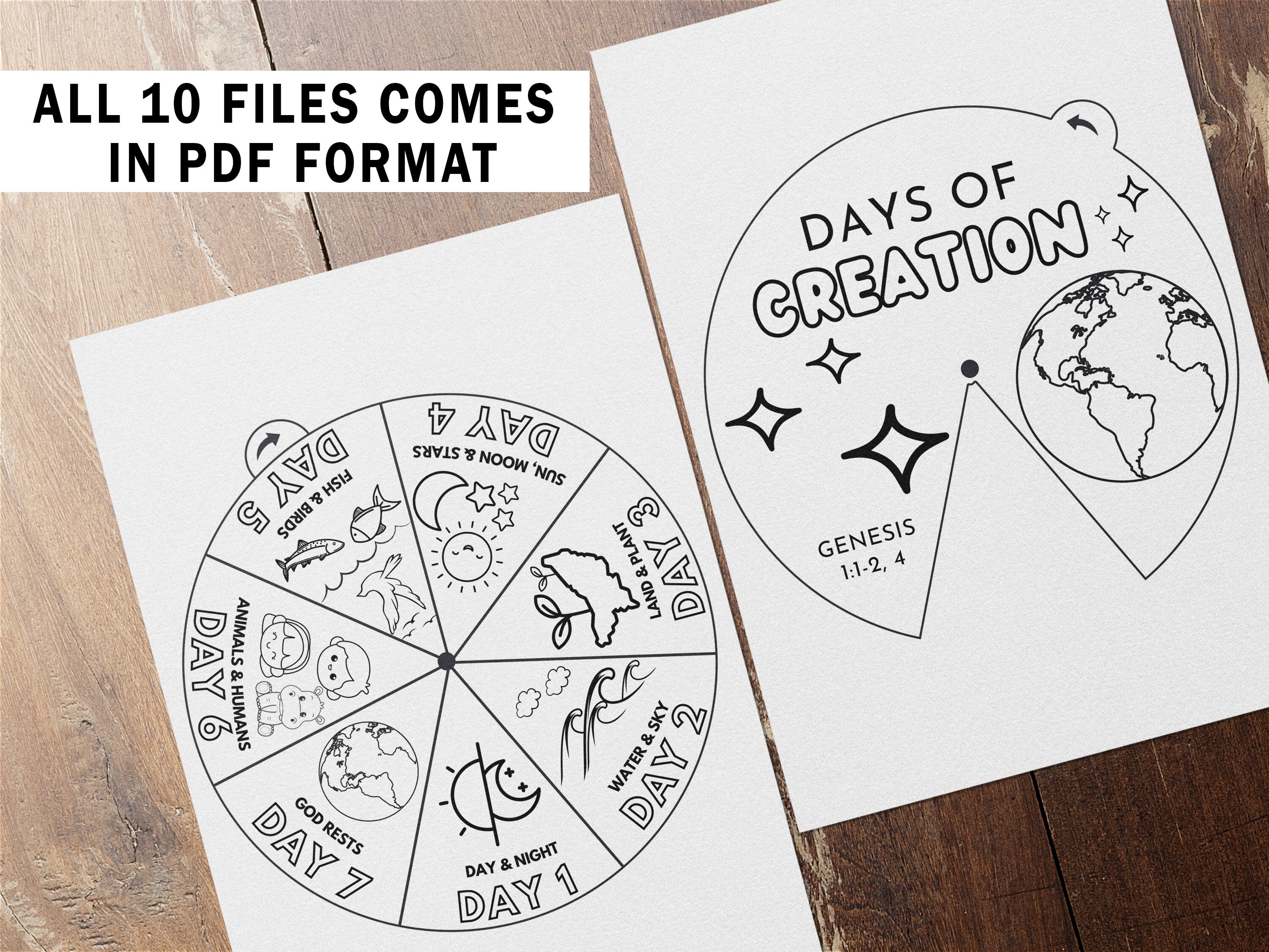 Coloring Wheel Printable Bible Activity Watercolor Kids - Etsy Canada