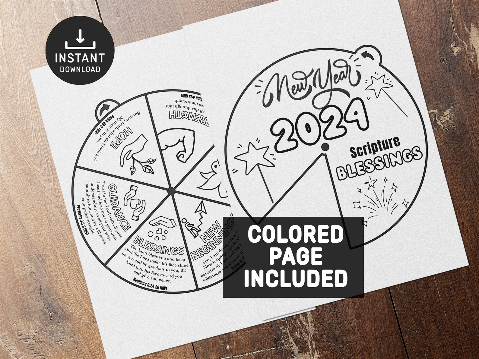 New Year 2024 Blessing Coloring Wheel, Bible Activity, Kids Bible ...