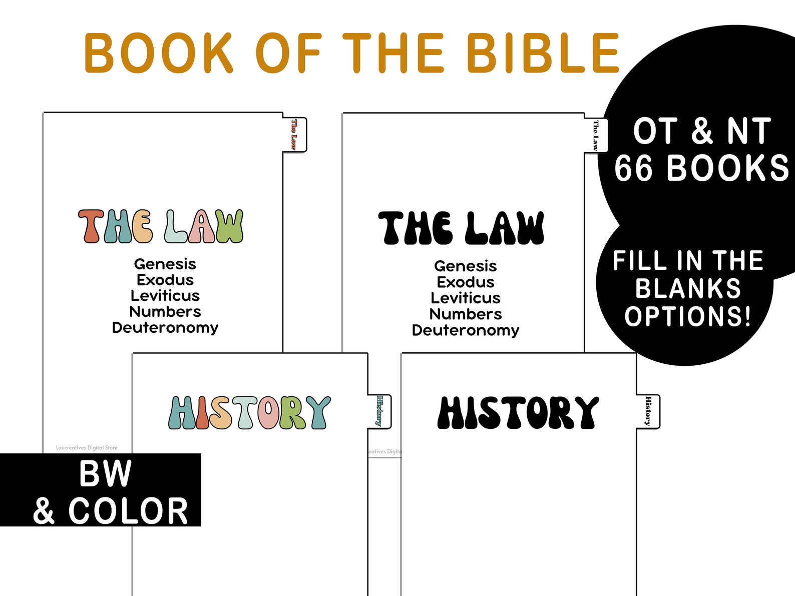Books of the Bible Flip Book, Old and New Testament, 66 Books, Bible ...