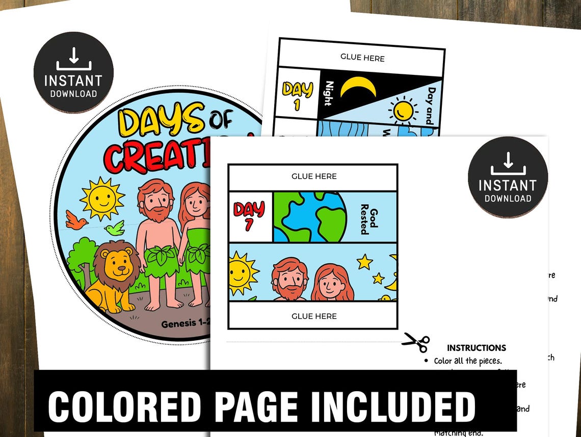 Days of Creation Folding Surprise Bible Story Craft, Bible Story ...