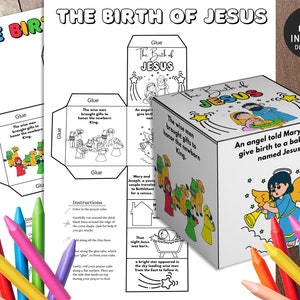 Birth of Jesus Coloring Cube, Nativity Sunday School Activity, Kids ...