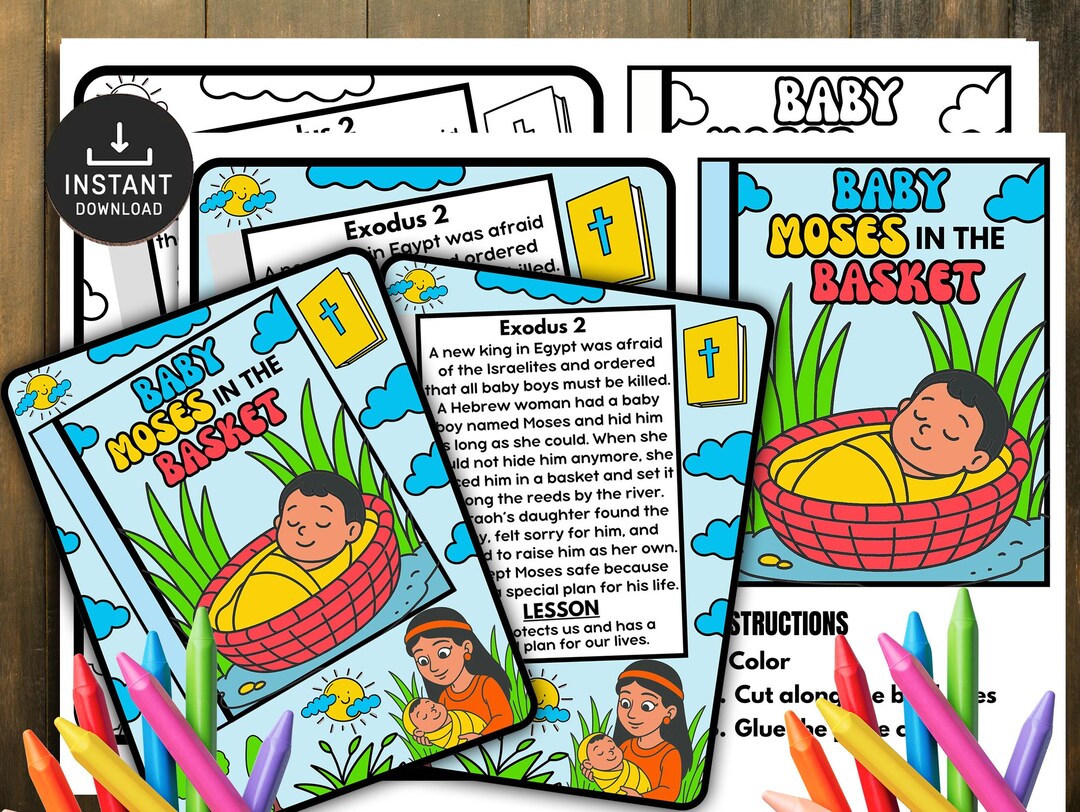 The Birth of Moses Mini Book, Kids Bible Lesson, Sunday School, Bible ...
