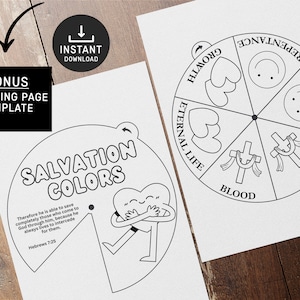 Salvation Coloring Wheel, Printable Bible Verse Activity, Watercolor ...