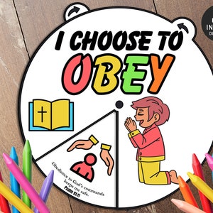 I Choose to Obey Coloring Wheel, Bible Activity, Kids Bible Lesson ...