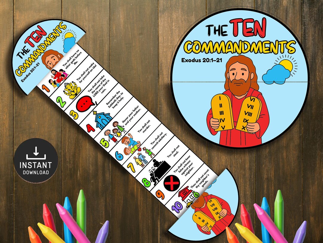 Ten Commandments Folding Bible Story Craft, Sunday School (digital ...